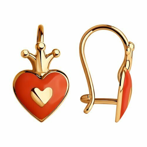 Серьги, красное золото, 585 проба, эмаль