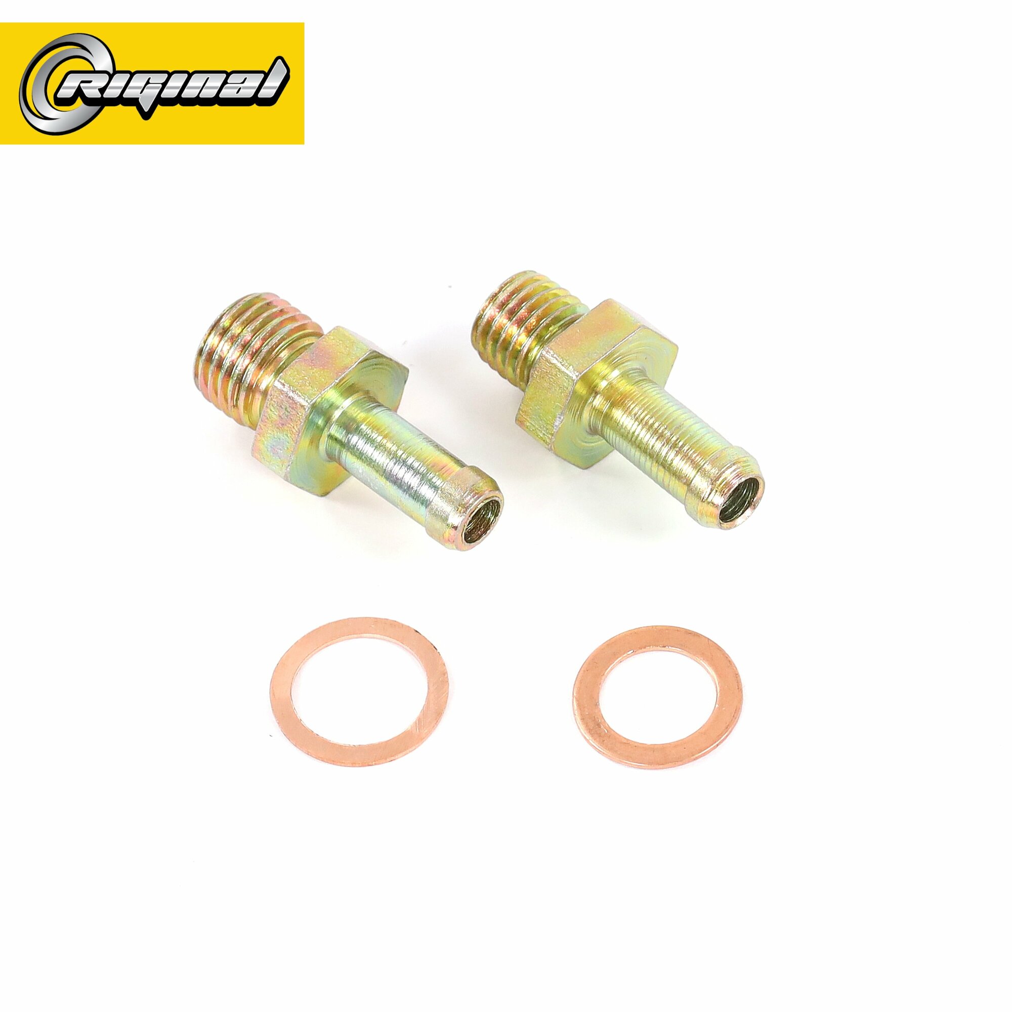 Штуцер топливного фильтра Riginal для а/м ПАО"ГАЗ" ( 2 штуцера, 2 шайбы мед.)