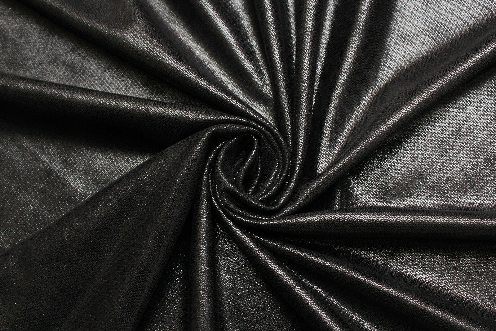 Ткань Искусственная замша стрейч «слюда» Nino чёрная глянцевая, ш146см, 0,5 м