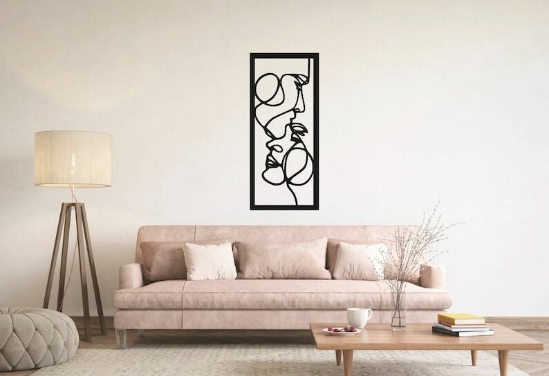 Декоративное панно деревянное, Мужчина и женщина (черный цвет)