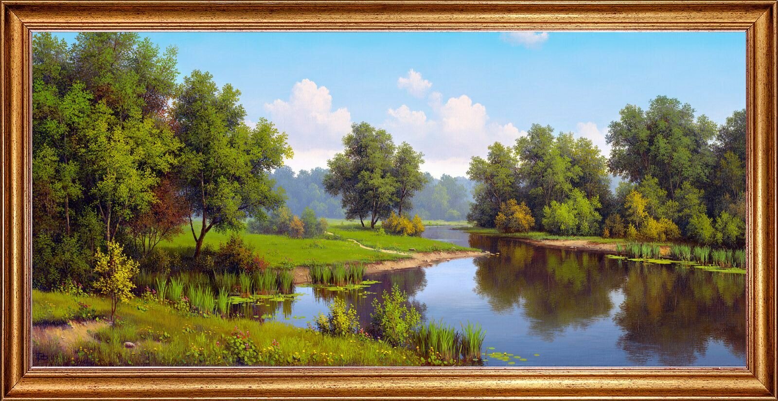 Картина, "У пруда", 33х70 см, художник - Бабичев А. В. Арт. БВ5-33х70