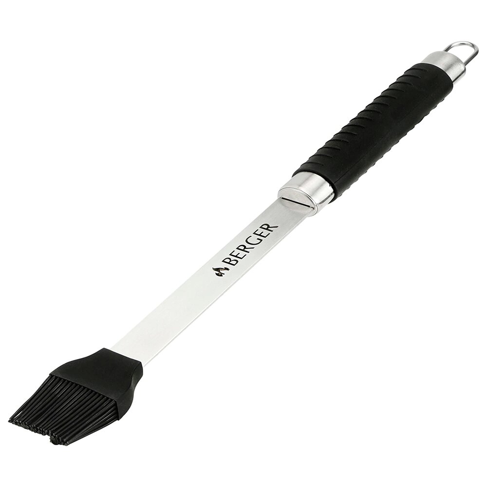 Кисточка для барбекю Berger, нержавеющая сталь 1,5мм, силикон, прорезиненная рукоятка, 49 см