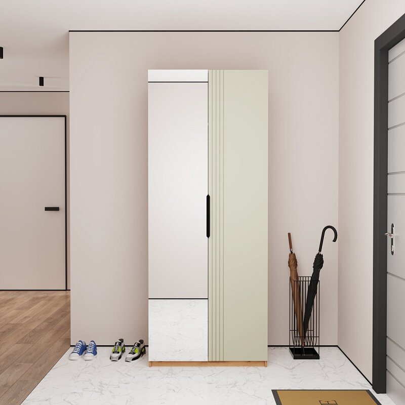 Шкаф распашной МебельЛэнд24 Астрис - 1 с зеркалом Сантьяго 80x45x200 серый для одежды двухдверный