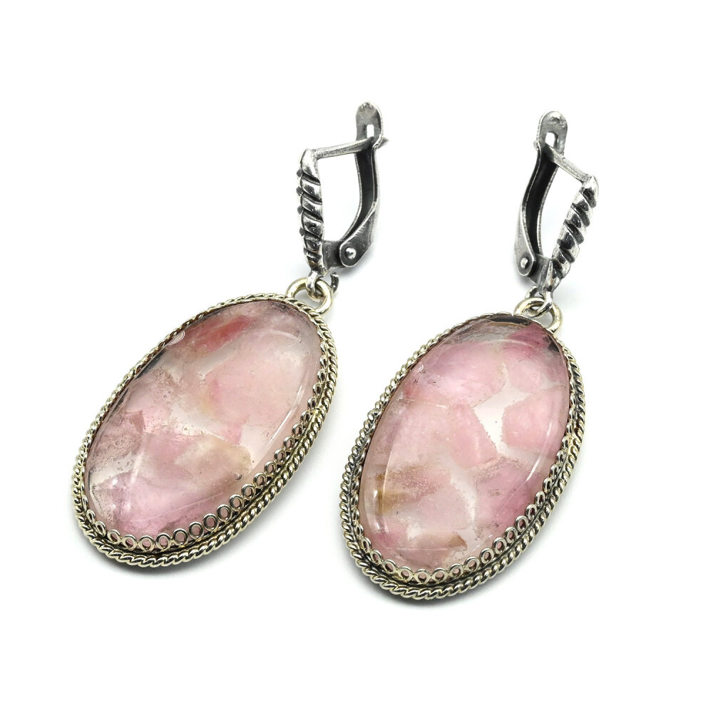 Серьги с подвесками, турмалин