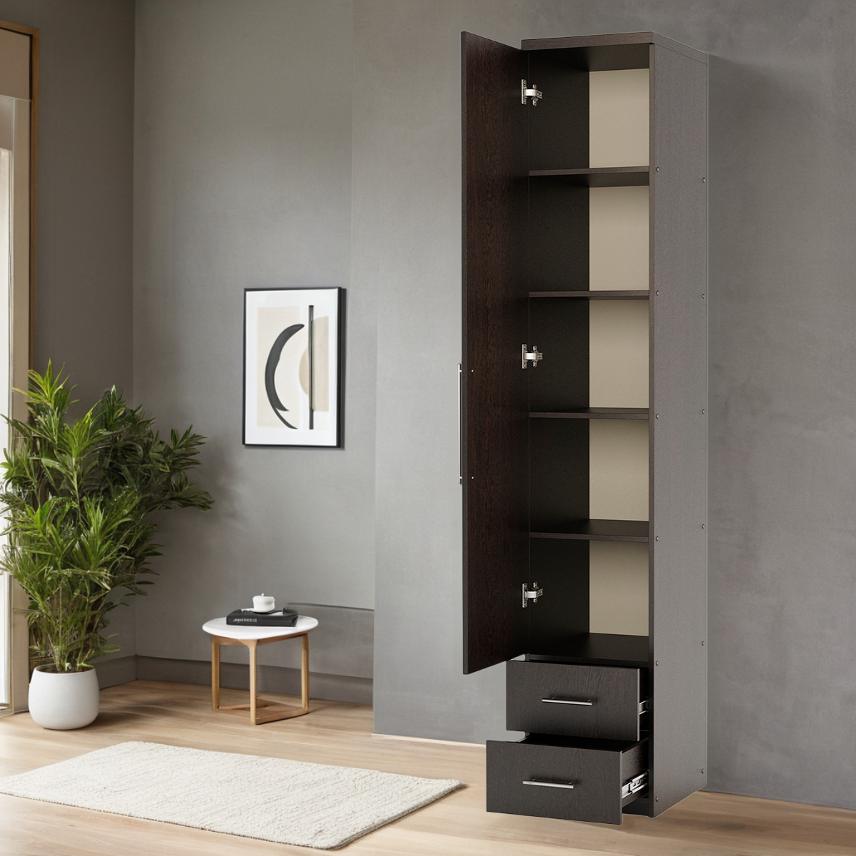 Шкаф-пенал распашной Мелодия МПЯ-11 с полками и ящиками 40х45х220 см венге