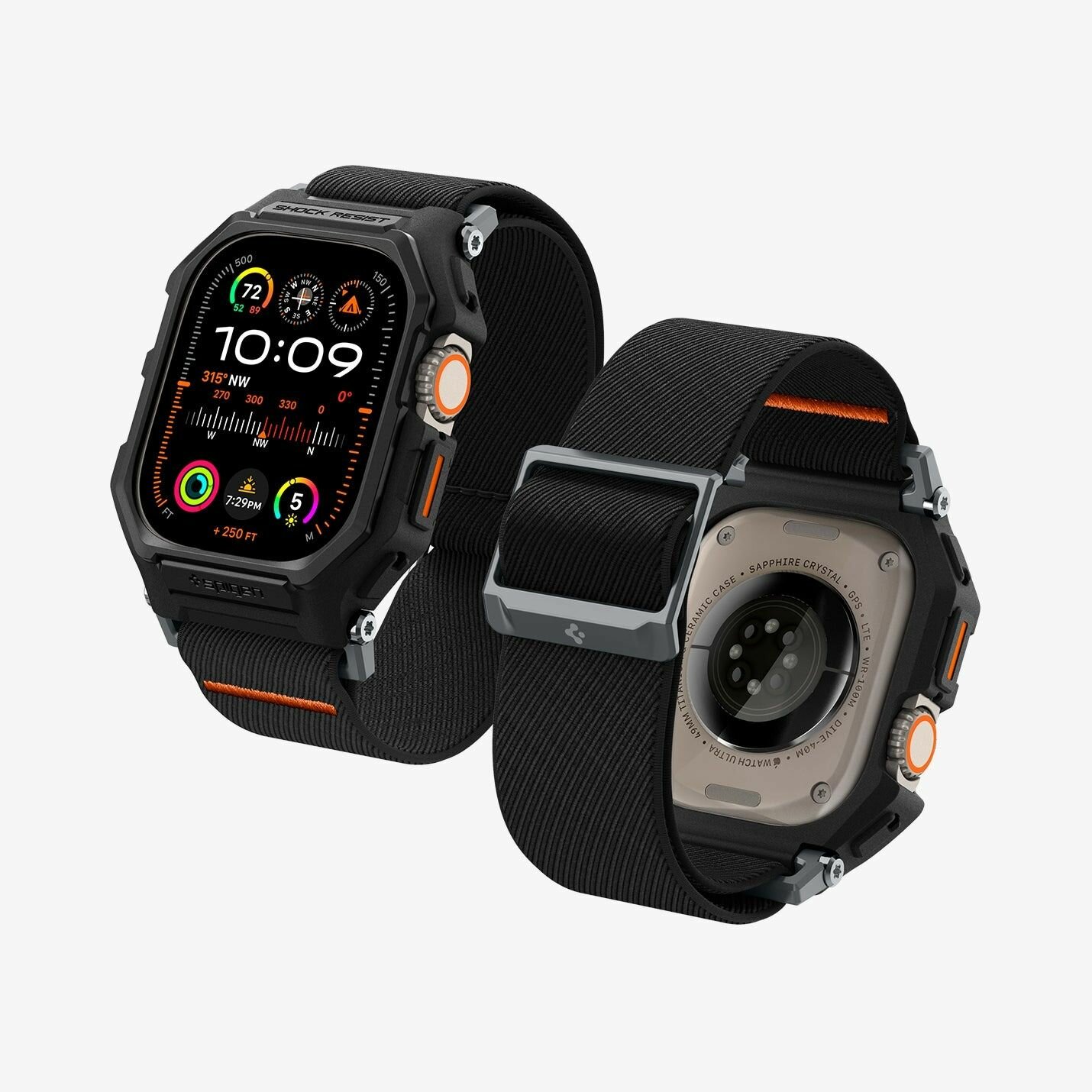 Чехол с ремешком Spigen на Apple Watch Ultra (49 mm) (ACS07104) Lite Fit Pro / Спиген для Эпл Вотч Противоударный, черный