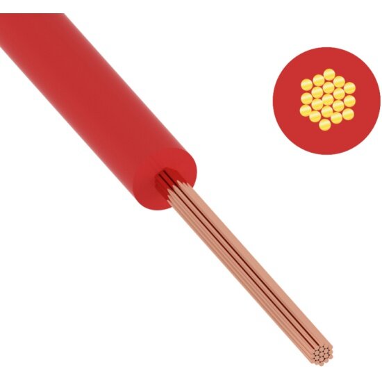 Провод Ккз ПуГВ (ПВ-3) 1,5 кв. мм, 500 метров, медный, ГОСТ, красный, 01-8618-4