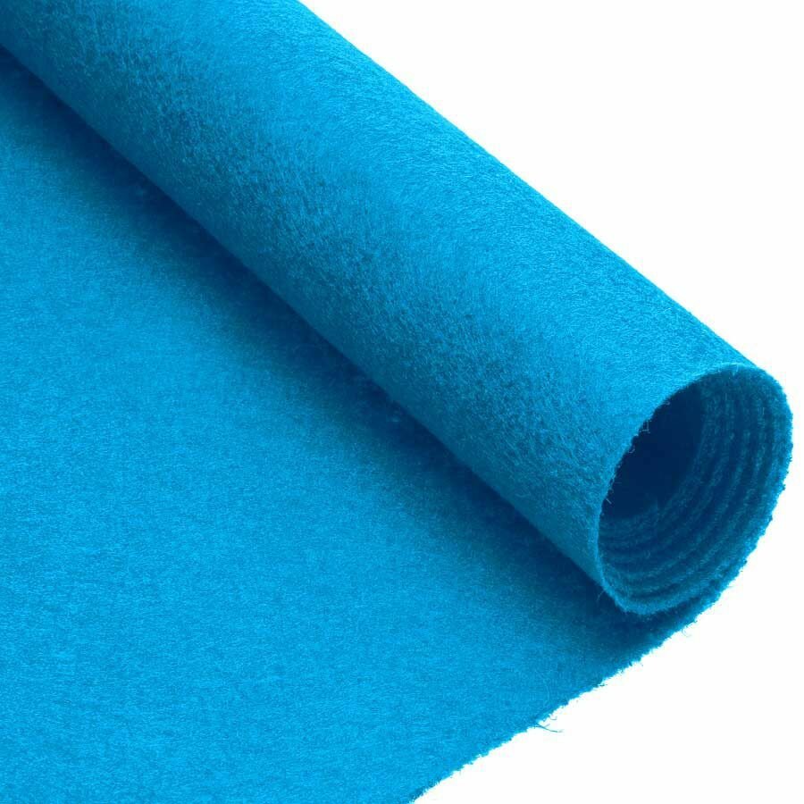 Фетр однотонный твердый 3 мм в рулоне 100 х 100 см, голубой С12, плотность 450 г/м2