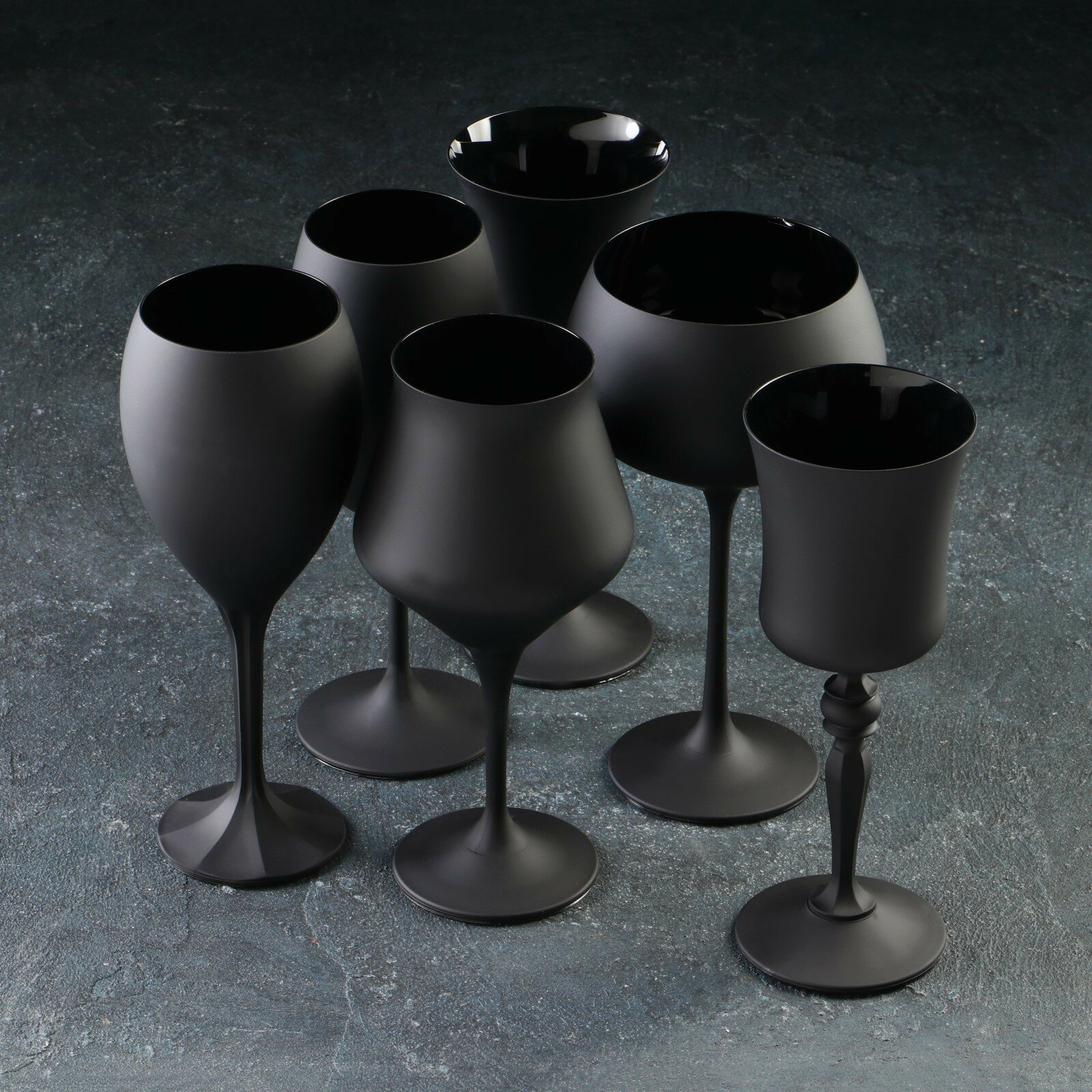 Набор бокалов для вина из хрустально стекла «Магнолия», 350 мл, чёрный