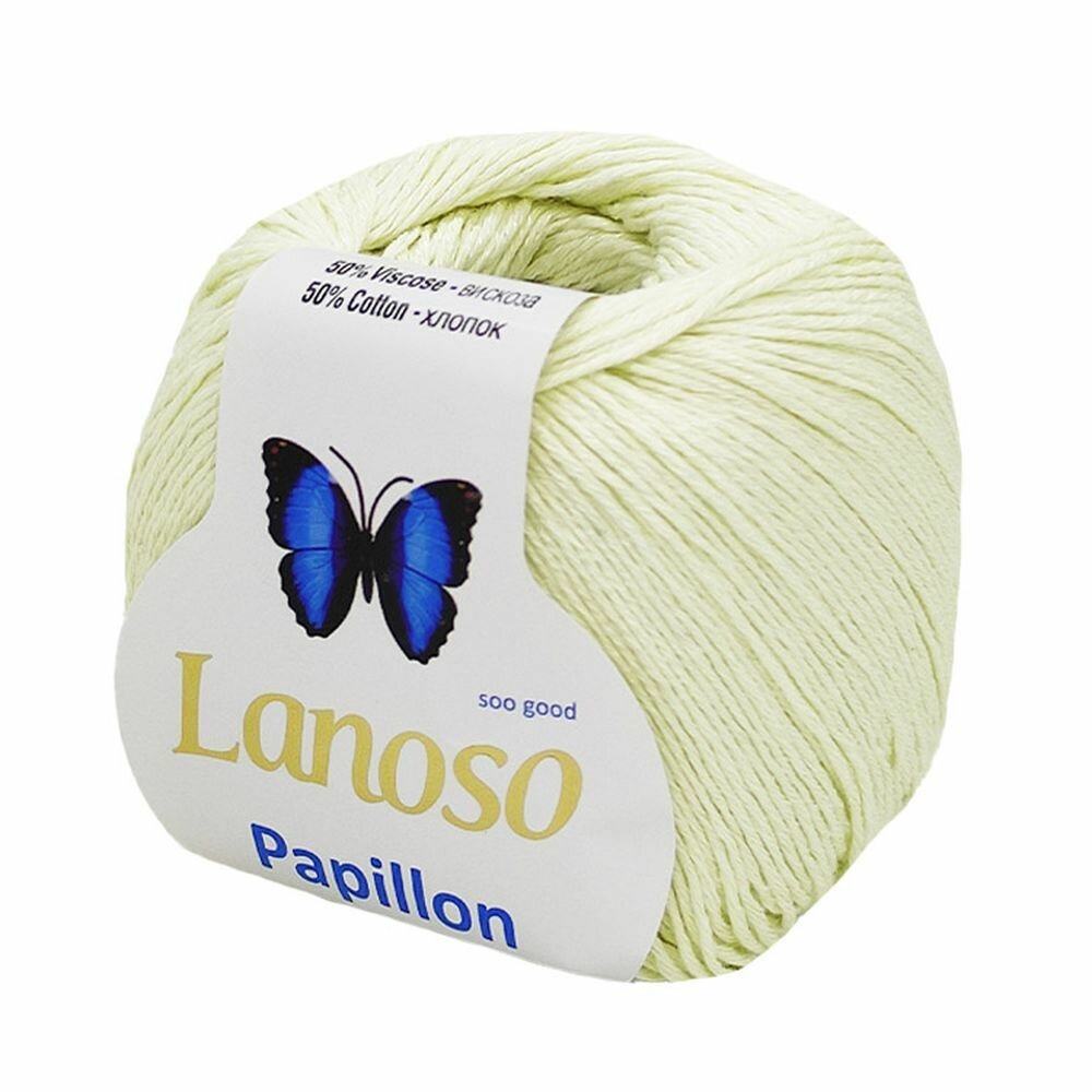 Пряжа Papillon Lanoso, молочный - 901, 50% хлопок, 50% вискоза, 6 мотков, 50 г, 210 м.