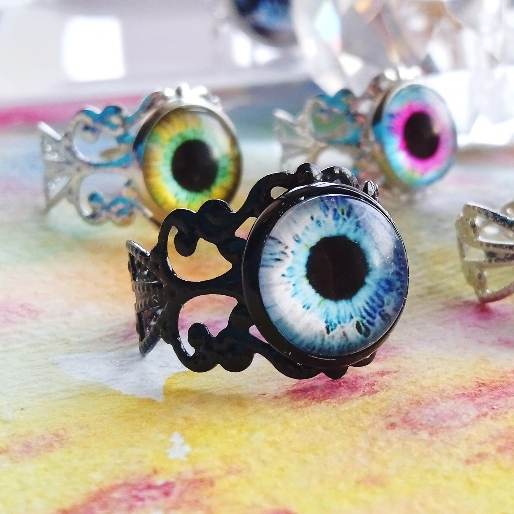 Набор колец HELLO, стекло