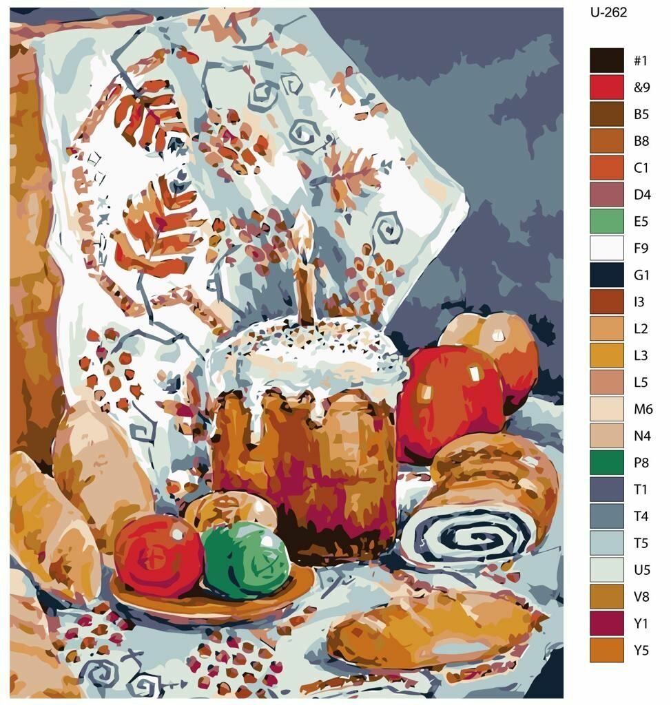 Картина по номерам U-262 "Пасхальный натюрморт" 40x50 см
