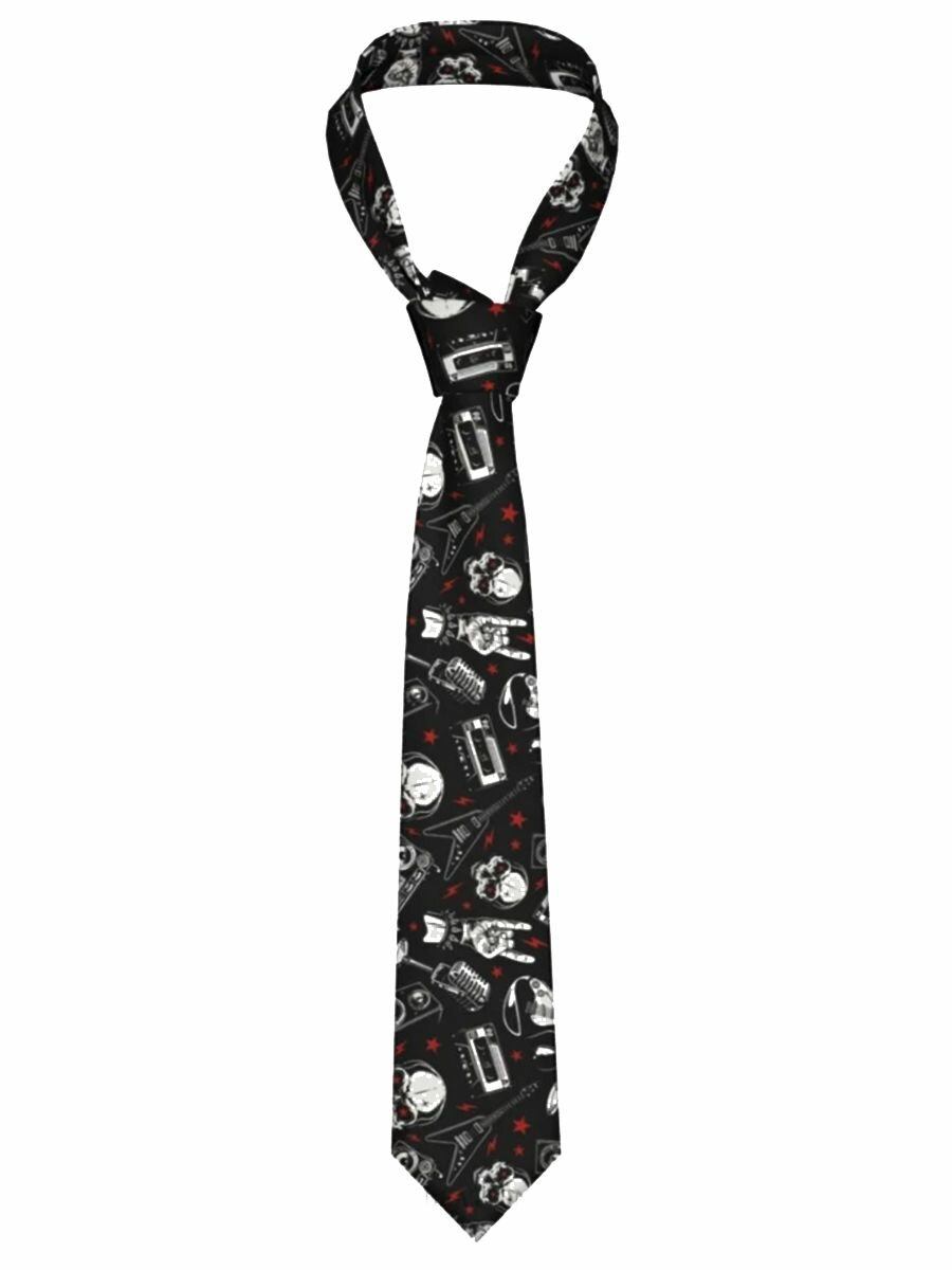 Галстук Тяжелый рок с черепами