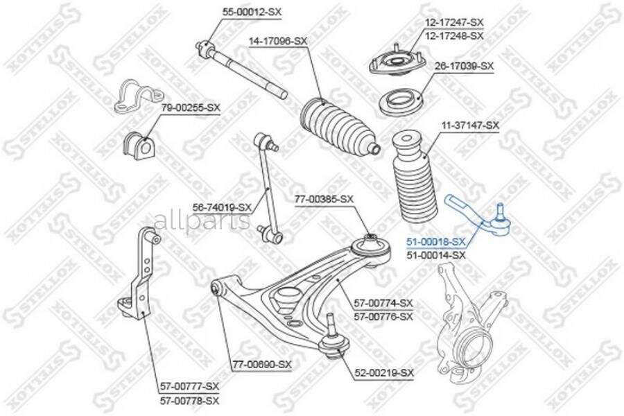 STELLOX 5100018SX наконечник рулевой левый!\ Nissan Tiida C11 04>