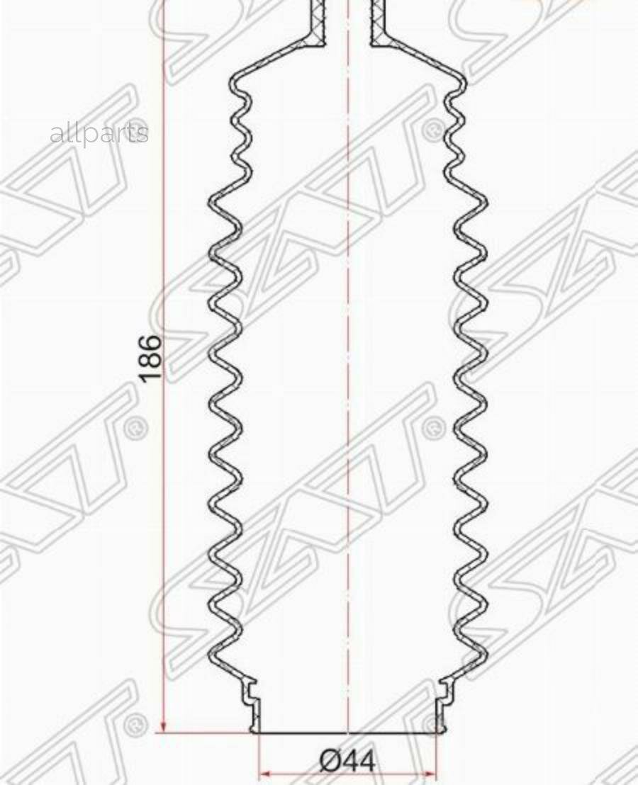 SAT R-2542 Пыльник рулевой рейки NISSAN PRIMERA 96-01/SUNNY B14 94-99/PULSAR N15 95-00/HONDA ACCORD C. 94-98