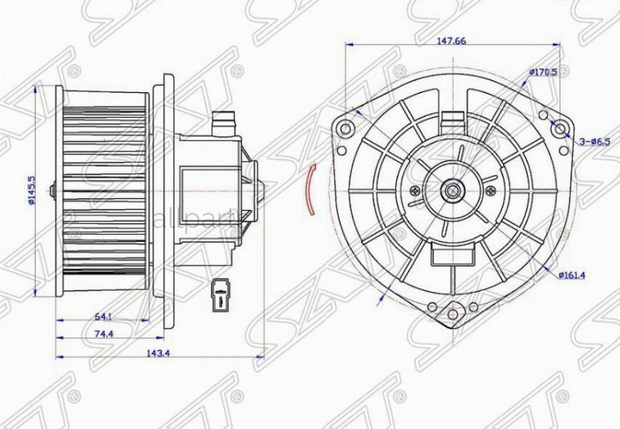 SAT ST-96539656 Мотор отопителя салона (Левый руль) Chevrolet Aveo 02-11 / Ravon Nexia R3 16-20