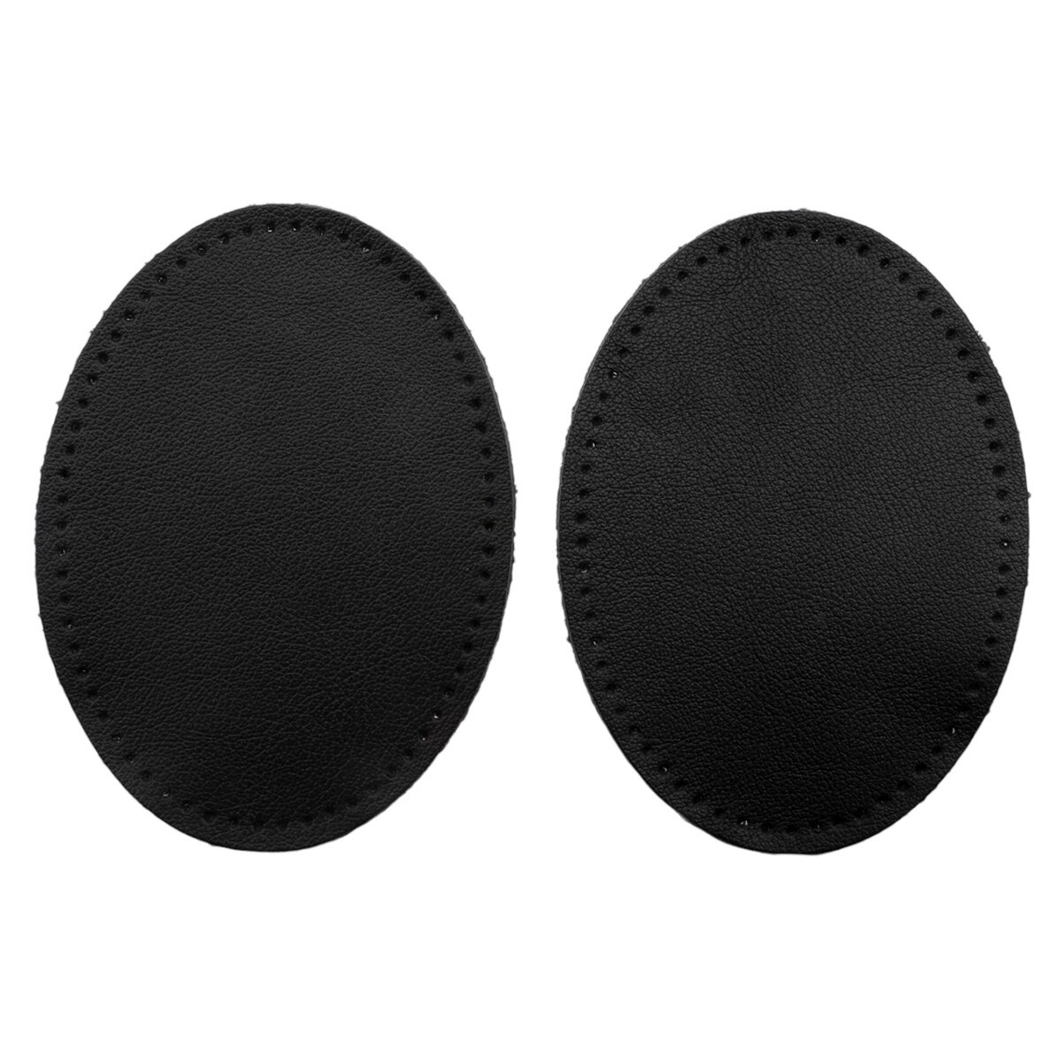 Заплатки пришивные из кожи, 8х10,9 см с перфорацией, 2 штуки, 100% кожа (01 черный)