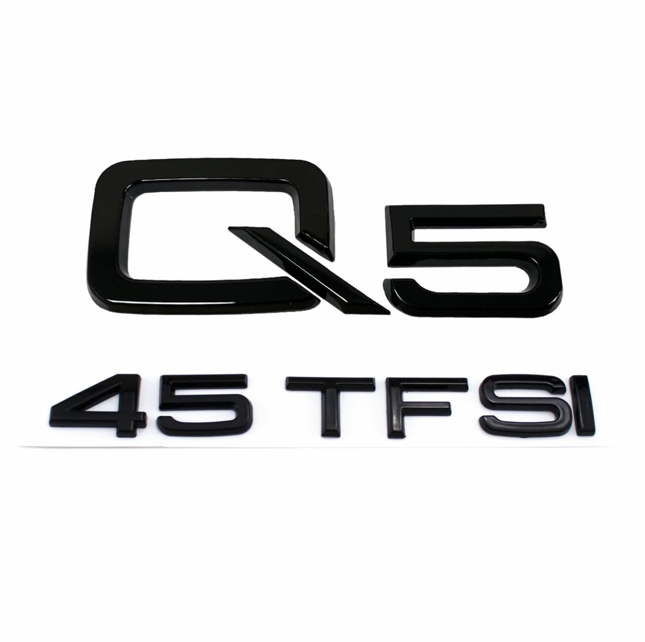 Комплект: шильдик на багажник для Audi Q5 + 45 TFSI черный глянец