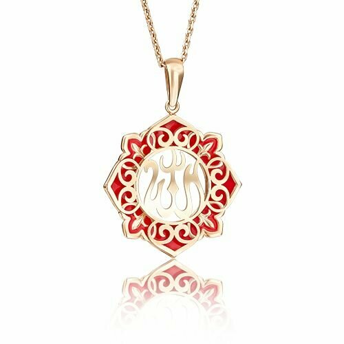 Подвеска, красное золото, 585 проба, эмаль