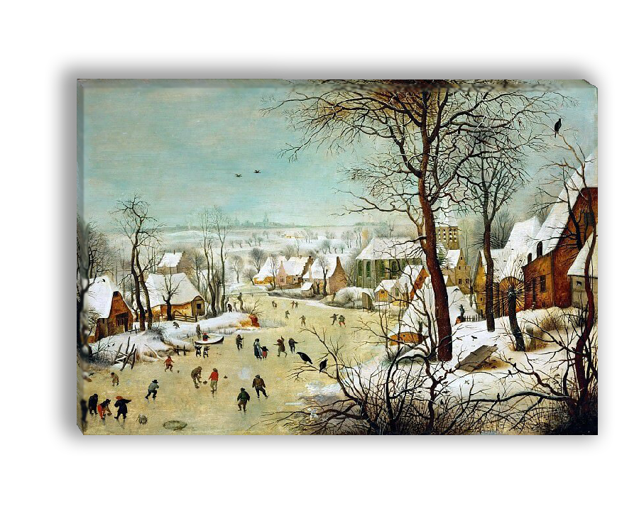 "Зимний пейзаж с ловушкой для птиц", художник Брейгель, картина (44х30 см / на подрамнике)