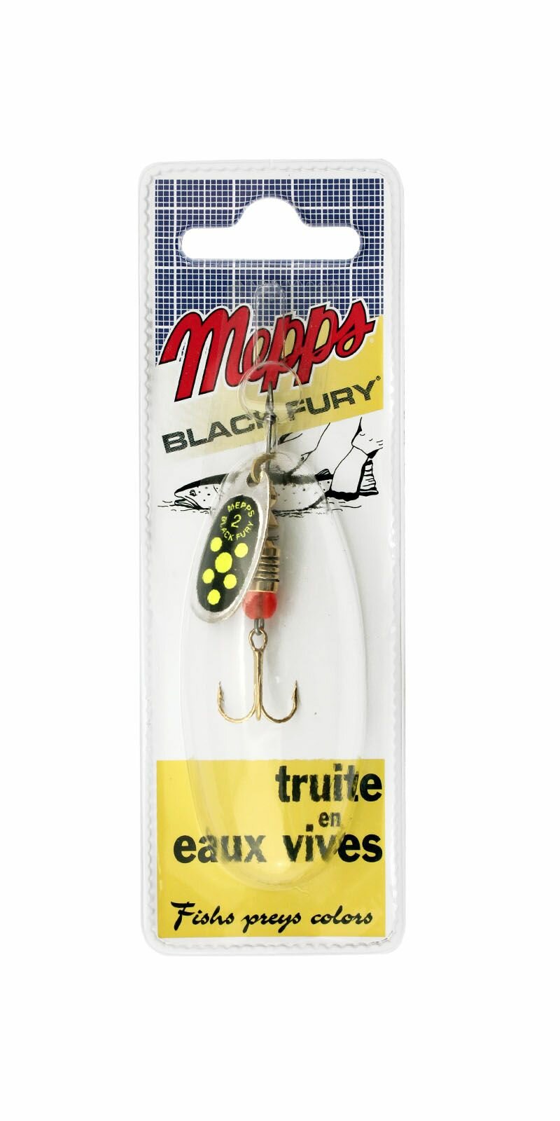 Блесна вращающаяся MEPPS "Black Fury CHART AG" №2, вес 4,5г, блистер, приманка на щуку, окуня, форель