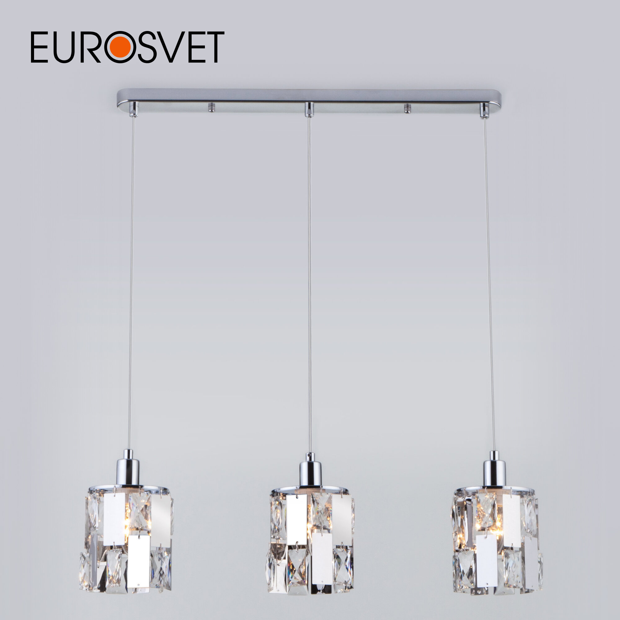 Подвесной светильник с хрусталем Eurosvet Scoppio 50101/3, E14, 3*60 Вт, хром