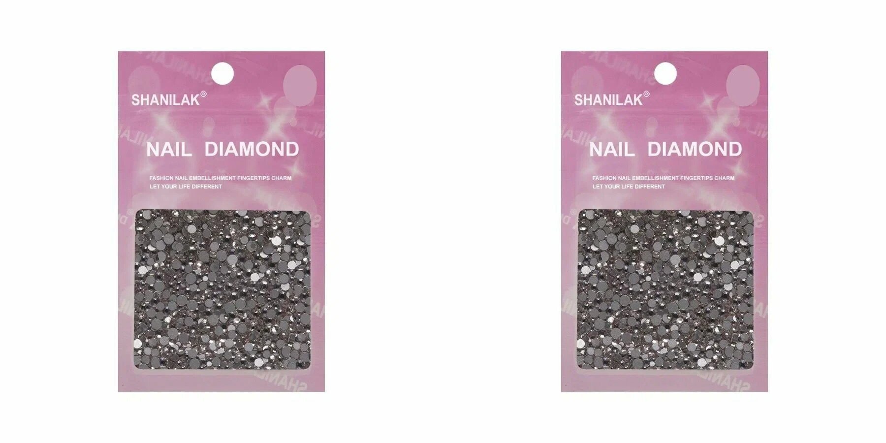 Стразы Nail Art для ногтей, микс размеров, серебристый, 2 упаковки