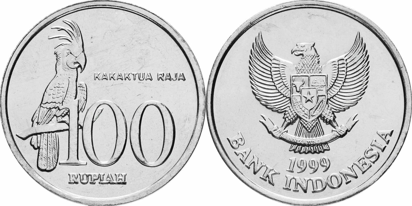 Индонезия 100 рупий, 1999-2005 Какаду XF