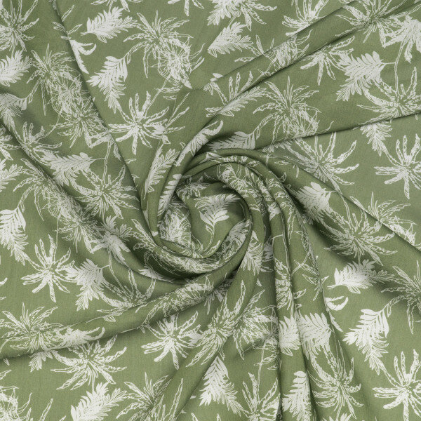 Ткань "Ткани-100", тенсель/батист, 85%/15%, оливково-белая, 1мx1.4м