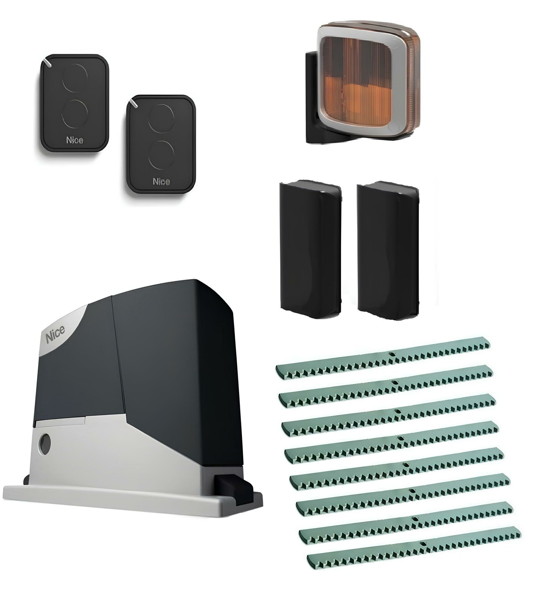 Автоматика для откатных ворот RD400KCE FULL8-K, комплект: привод, 2 пульта, фотоэлементы, лампа, 8 реек