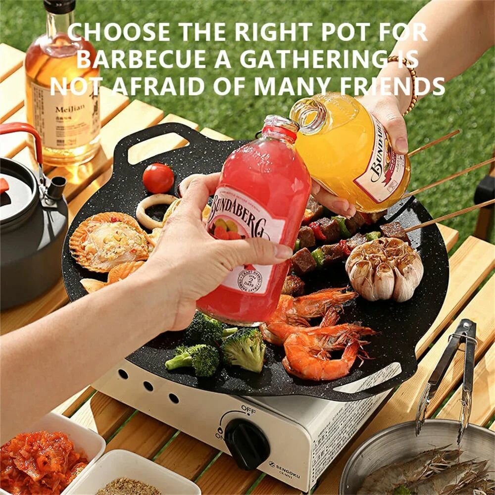 Корейский Гриль-барбекю, Круглый Гриль с Антипригарным покрытием, Тарелка Для Барбекю, Может Использоваться Как Дома, Так И На Улице, Принадлежности Для Домашней Кухни