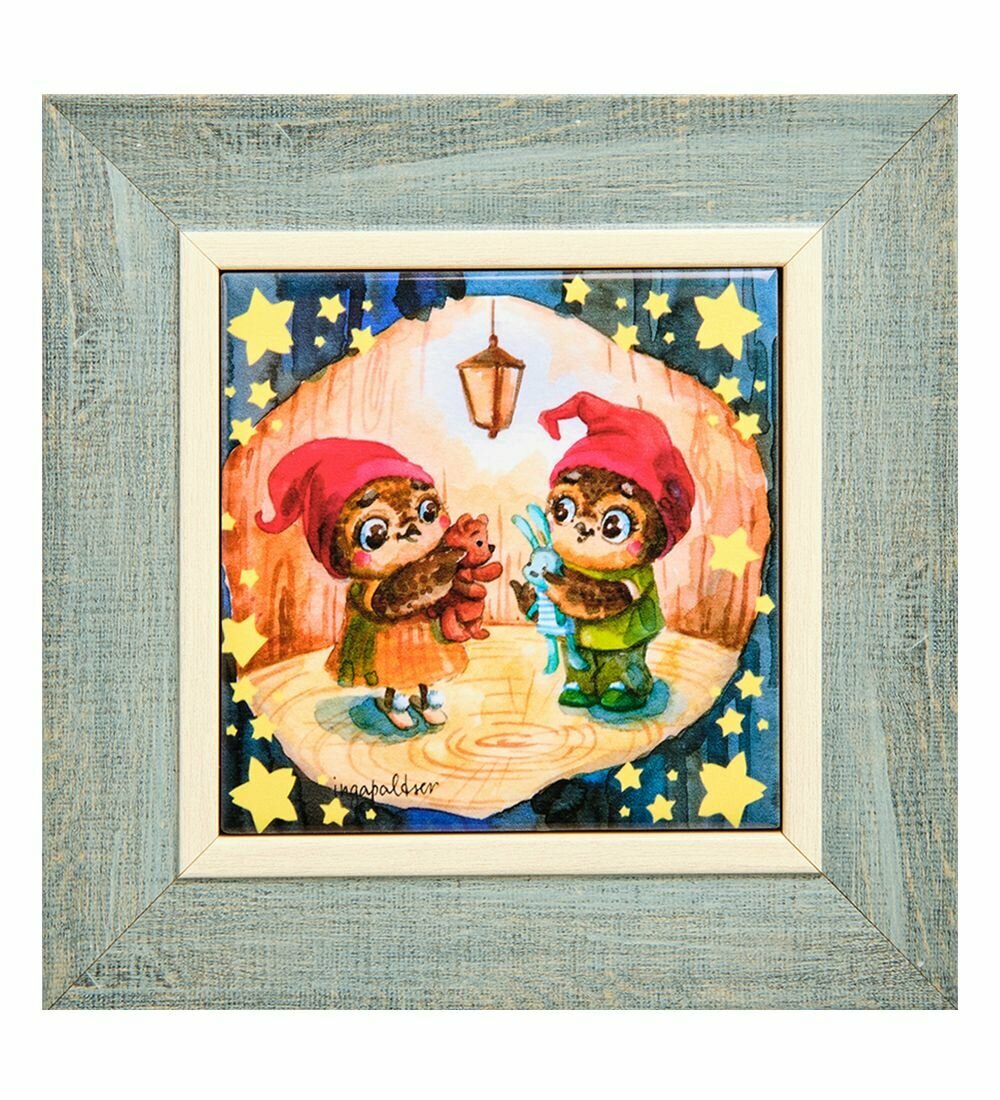 Панно керамическое 'Сказочные гномики' 10х10