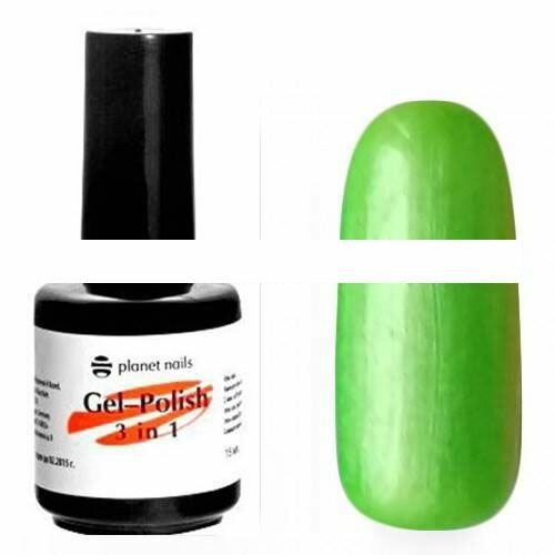 Planet Nails Гель-лак 3в1 неоново-салатовый жемчуг, 11676, 15мл