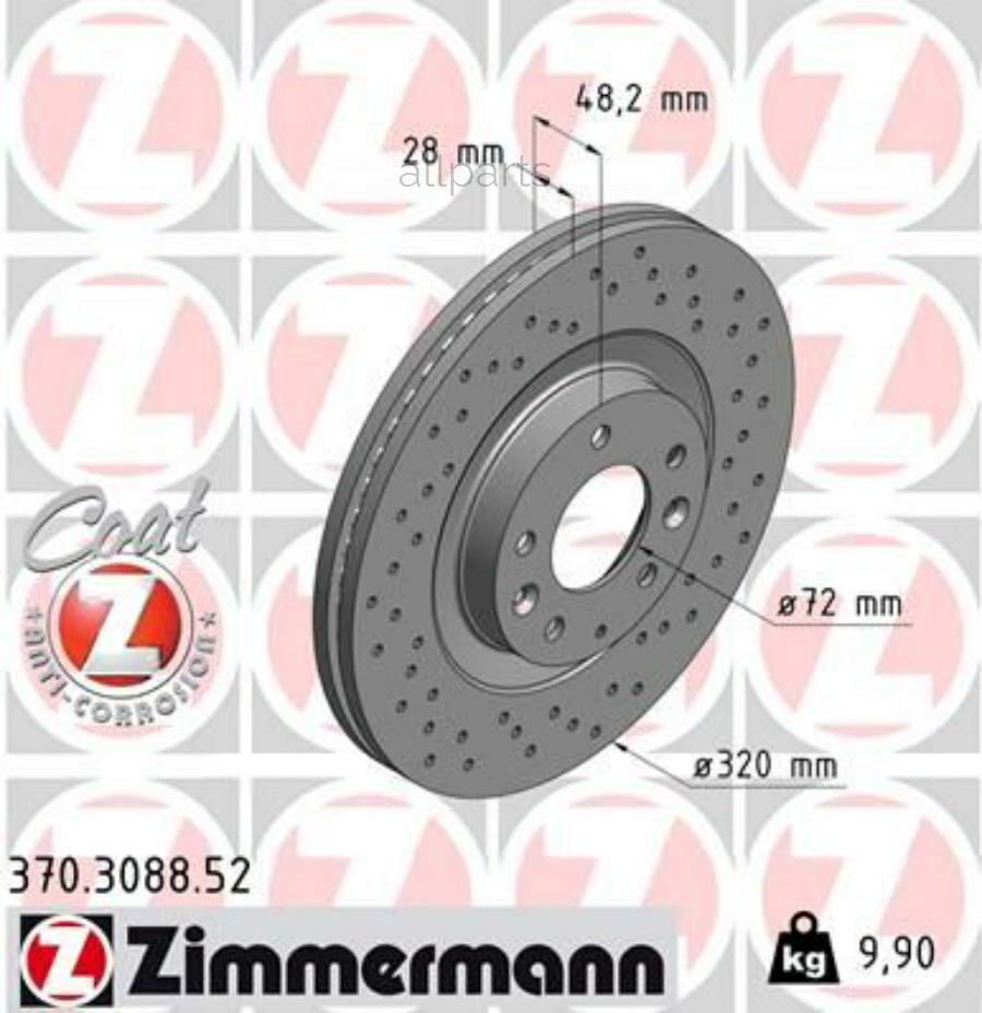 ZIMMERMANN 370.3088.52 Диск тормозной спортивный