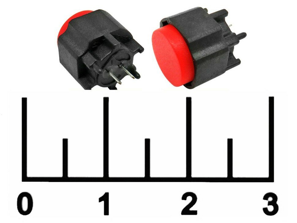 Кнопка тактовая круглая красная без фиксации 2 контакта (KS12-A1.5-BRN-5N-S)