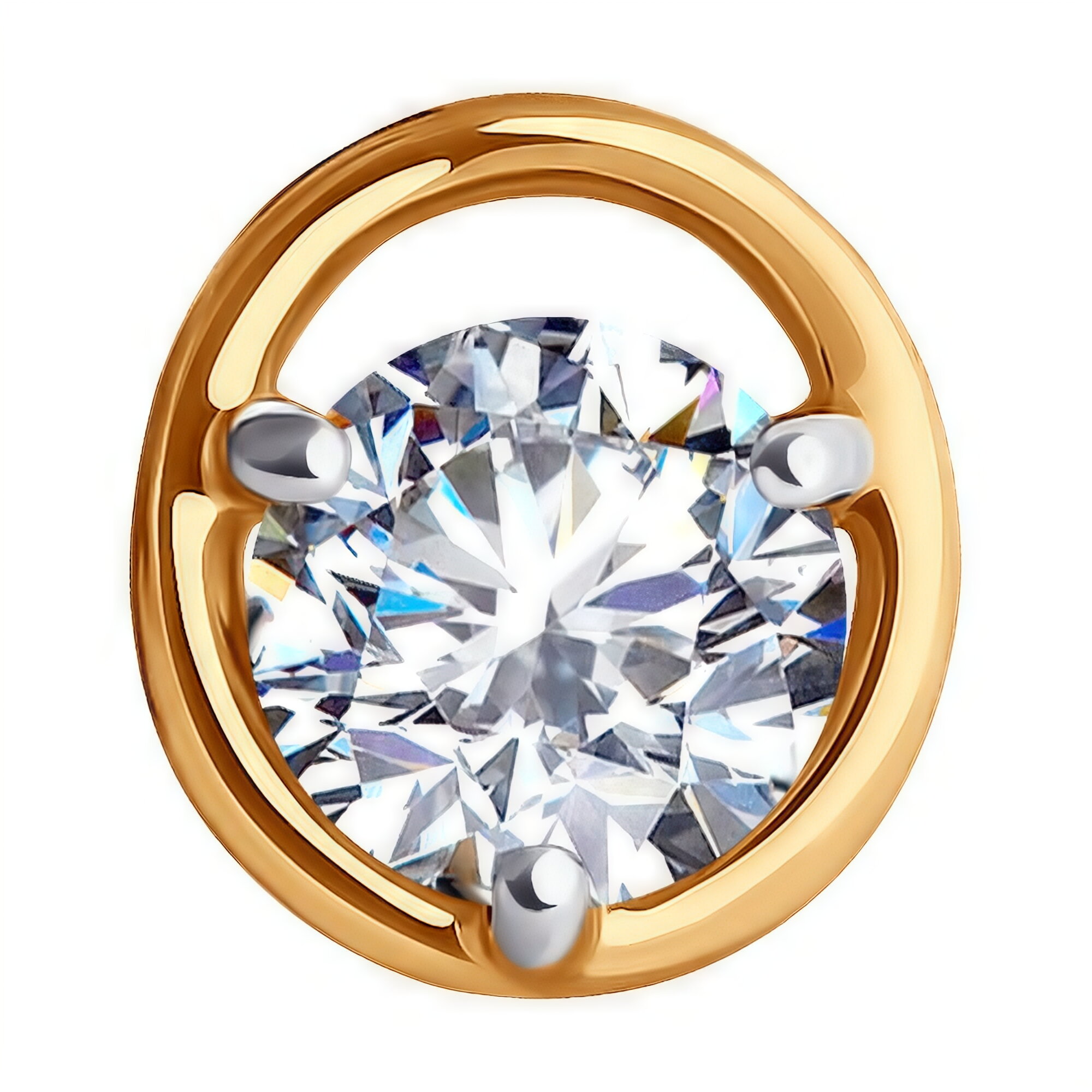 Подвеска, красное золото, 585 проба, фианит