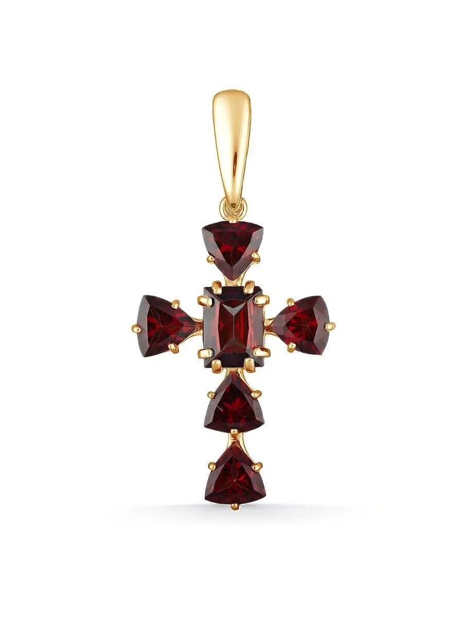 Крестик, красное золото, 585 проба, бриллиант