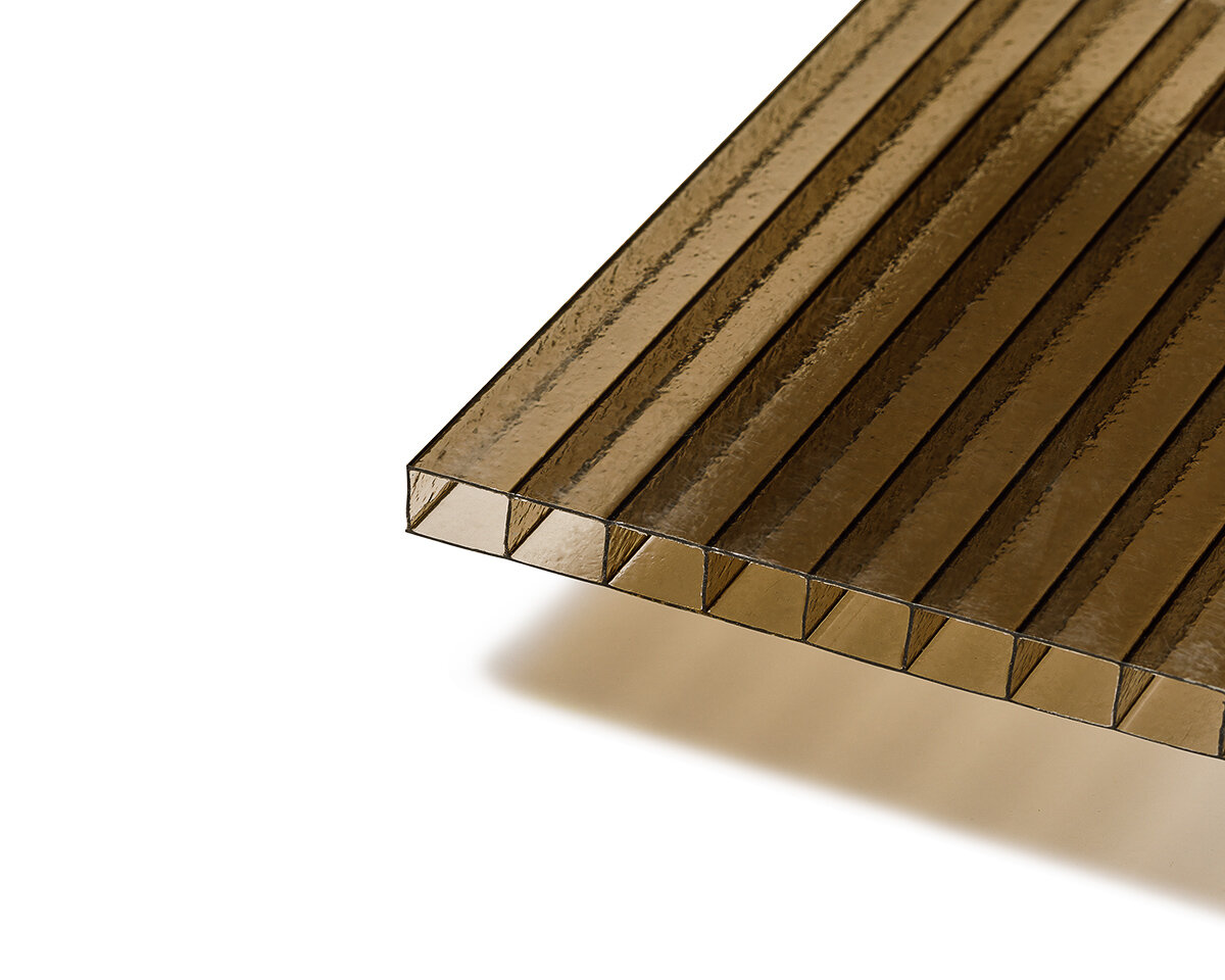 Сотовый поликарбонат 8 бронзовый Фриз (Колотый лёд) 42% Практичный 2100*12000