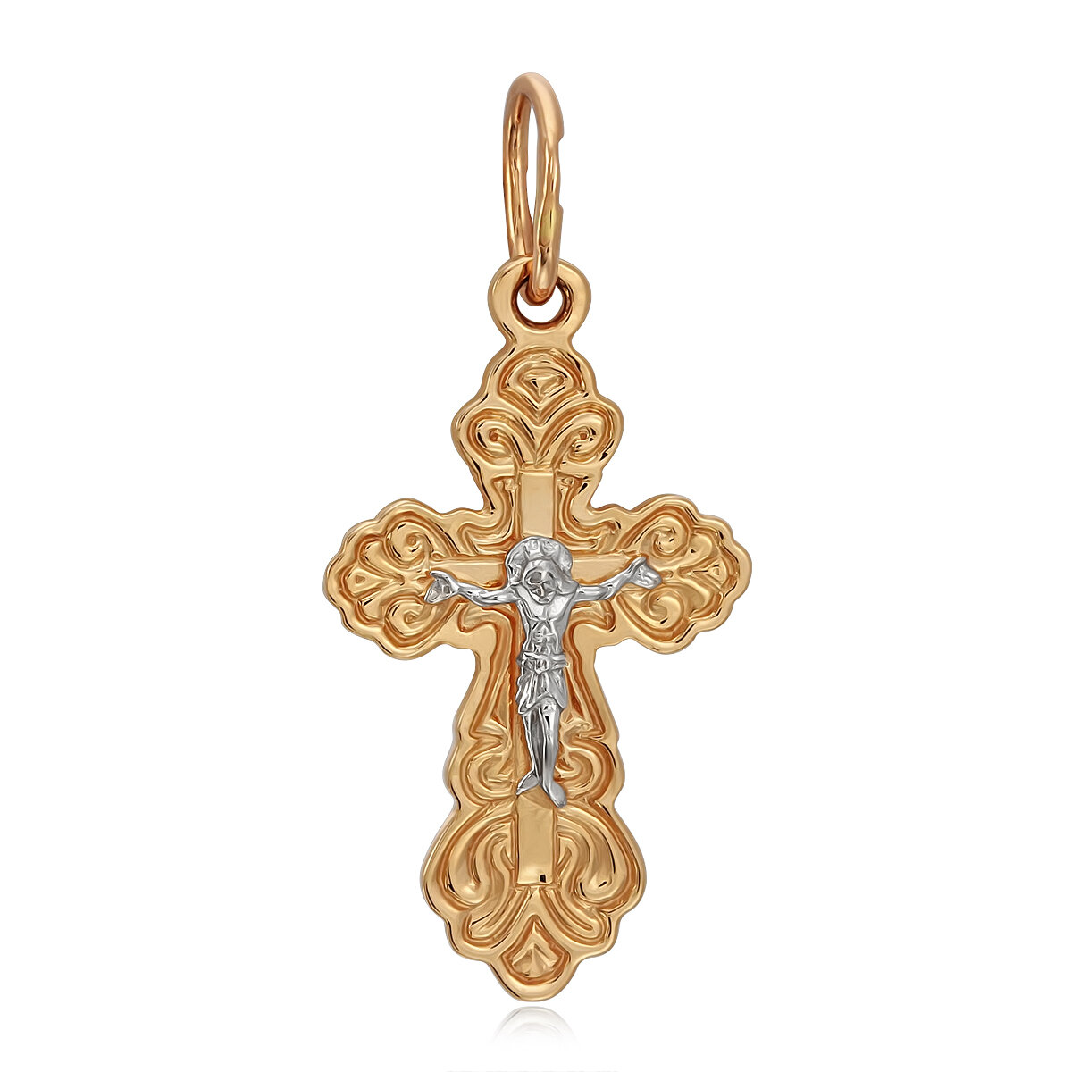 Подвеска, комбинированное золото, 585 проба, родирование