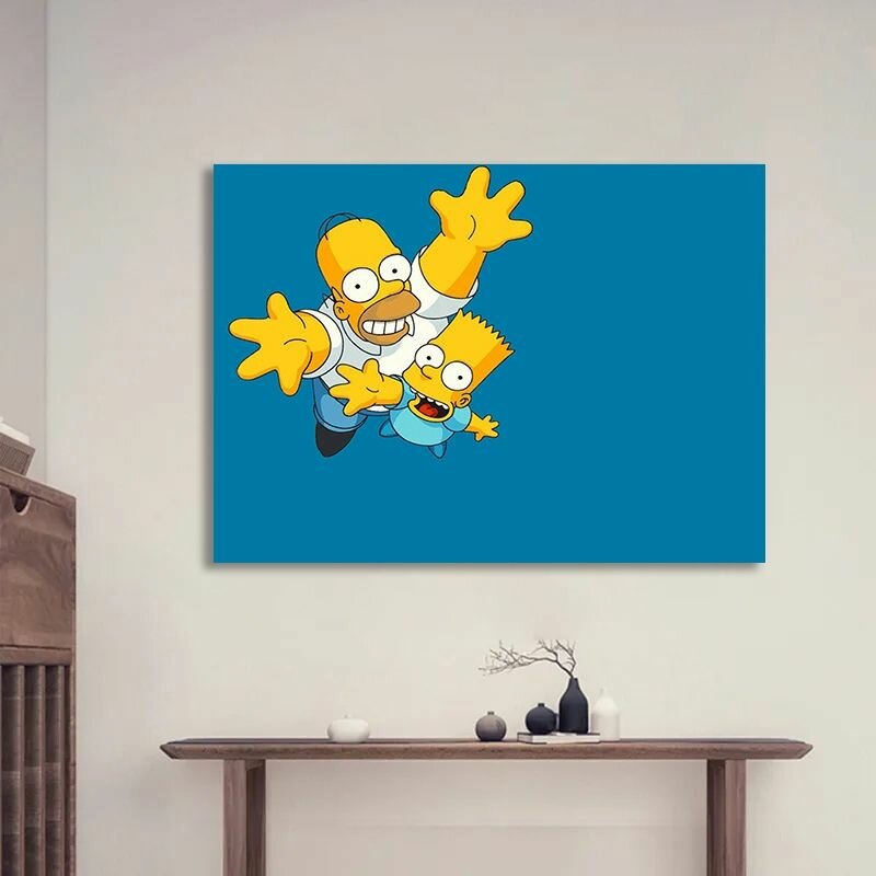 Картина "Симпсоны Гомер и Барт", на холсте, на подрамнике, дерево, 20x30 см