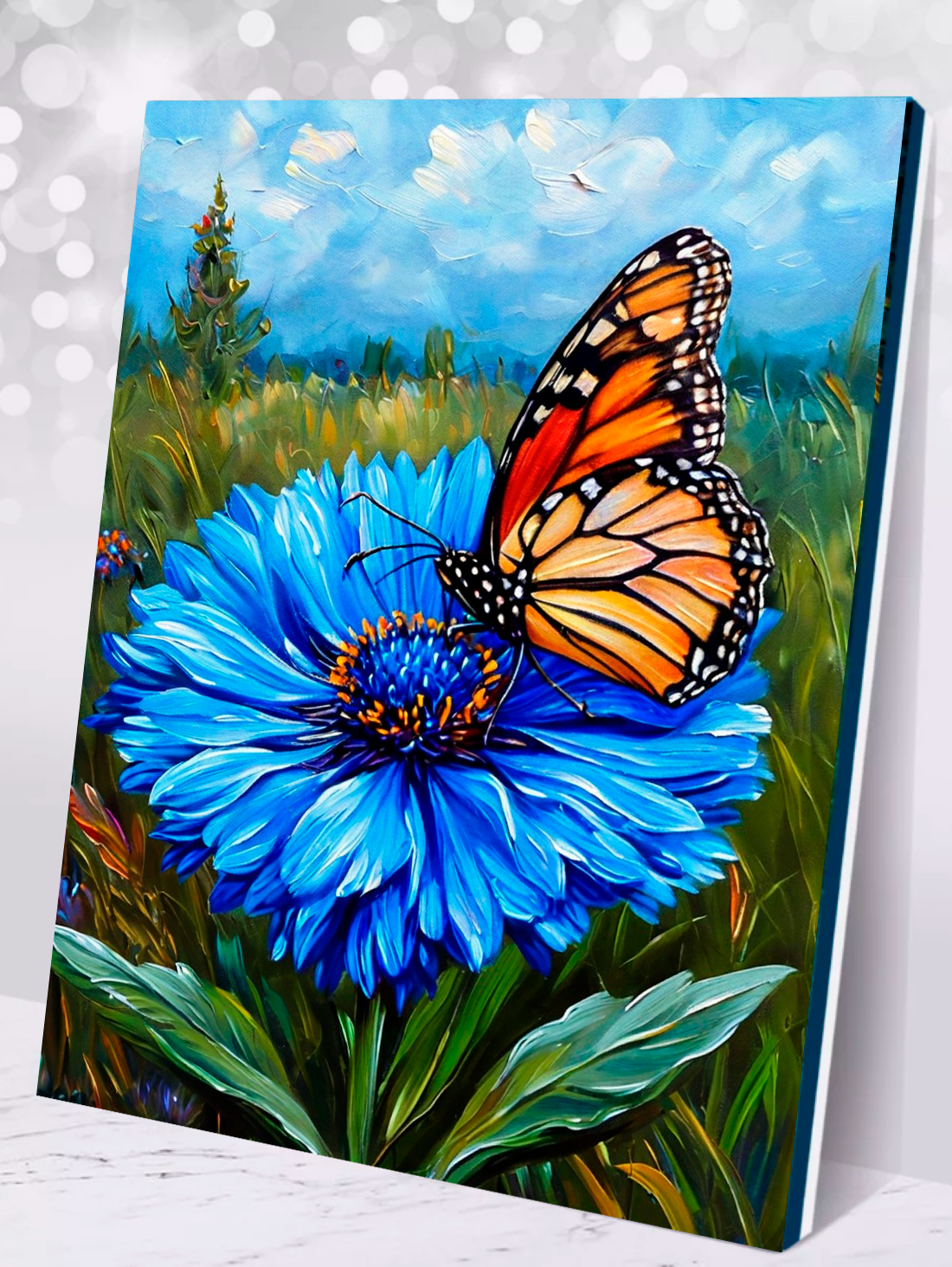 Картина по номерам "Бабочка на ромашке" 40х50 см, хлопковый холст на подрамнике, акрил, АртТойс