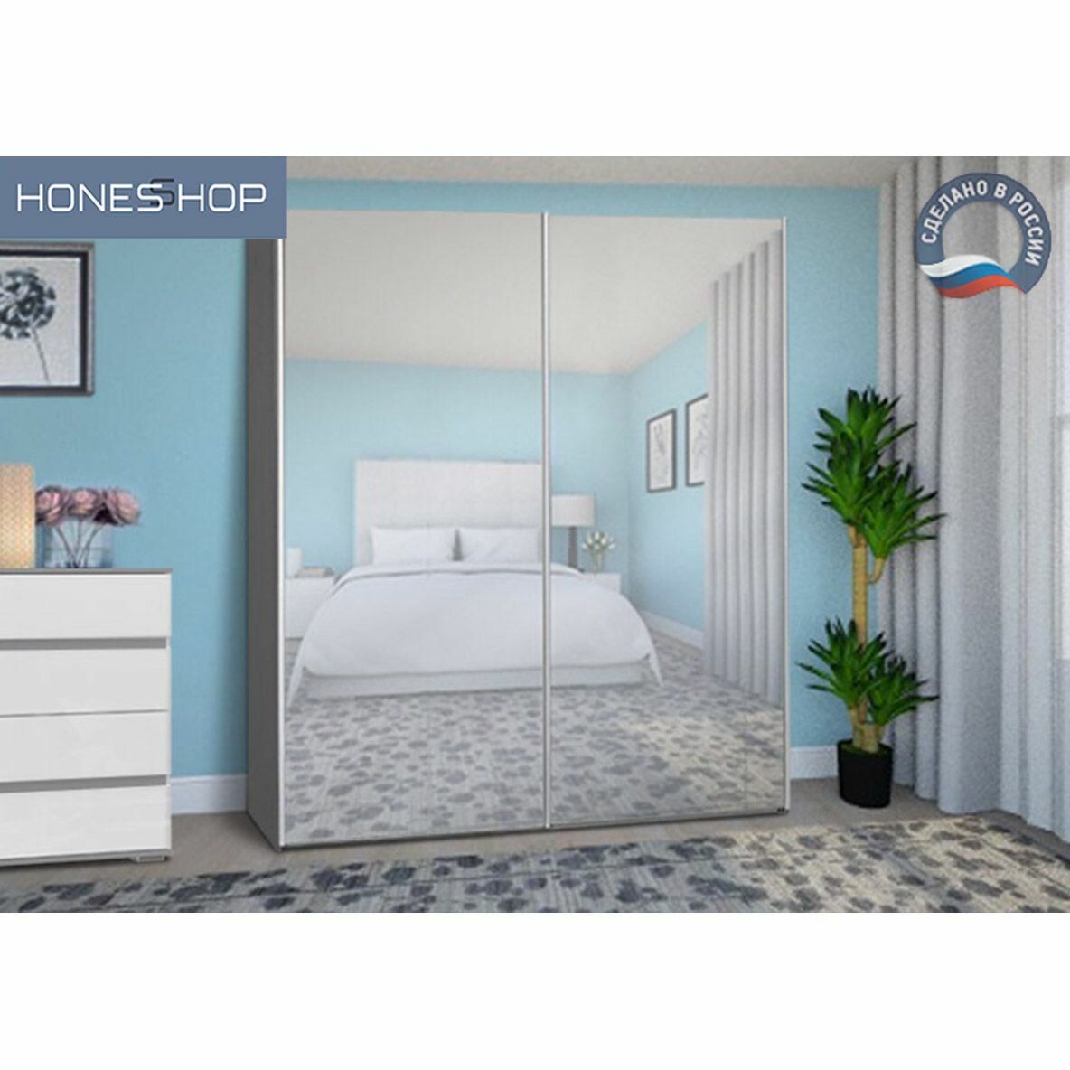 Шкаф-купе Райт ЛДСП платина, 130х60х220