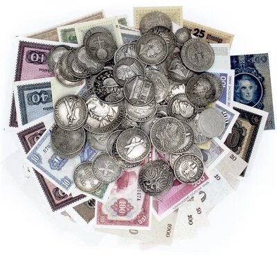 100 монет и банкнот Германии, Вермахт, Рейхсмарки, Третий Рейх, Империя и др, случайный выбор