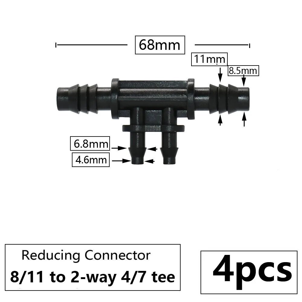 Ирригационный тройник 8/11 - 2x4/7, 4шт, Цвет: F