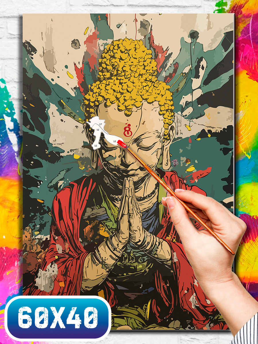 Картина по номерам на холсте религия Буддизм (Индуизм, Будда, Брахма, Вишну, Шива) - 15312 60x40 В