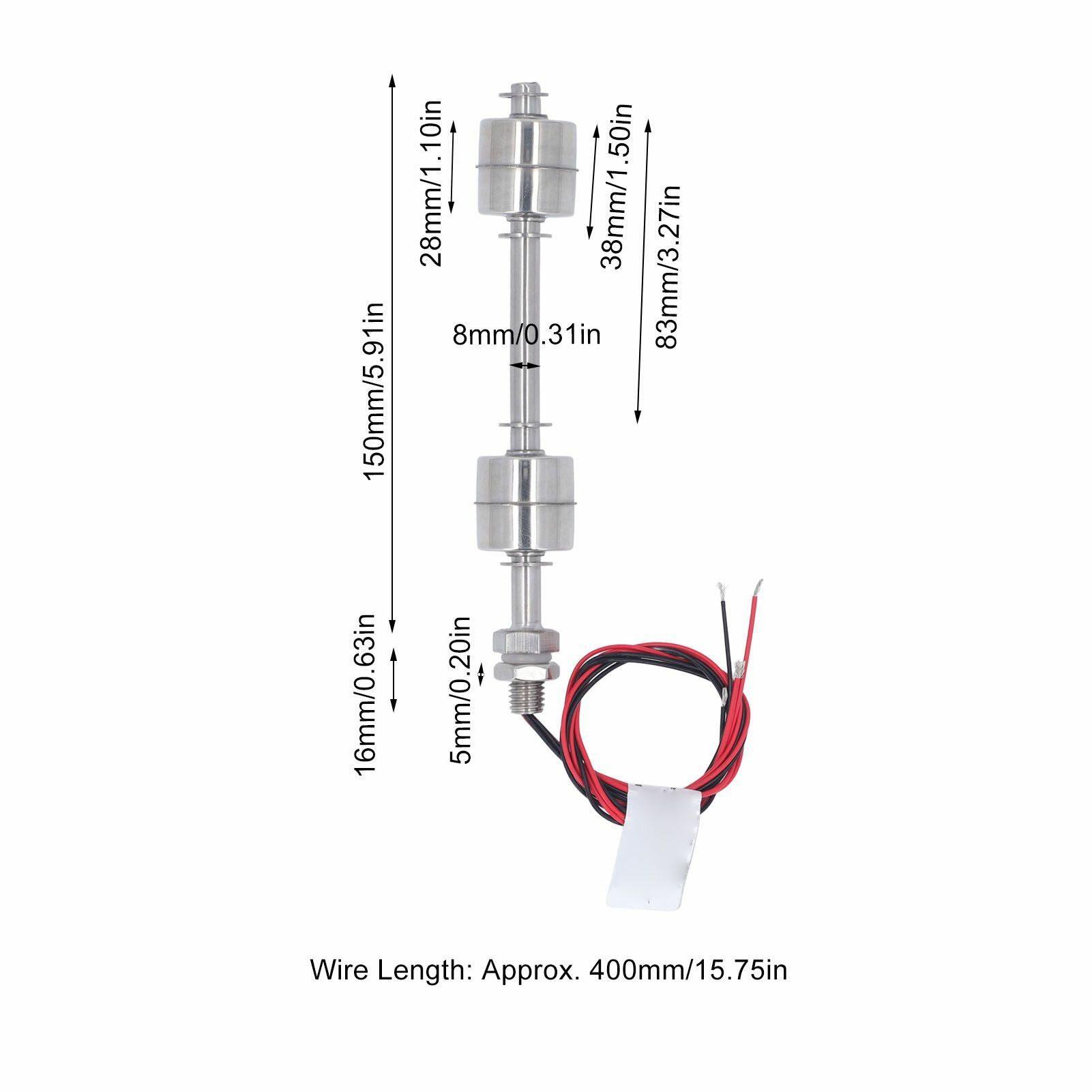 Поплавковый датчик уровня воды 150 мм, нержавеющая сталь, высокочувствительный двойной шариковый регулятор уровня жидкой воды 0 220 В