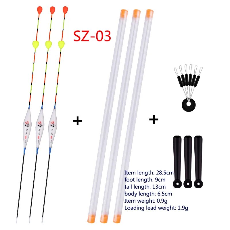 3 шт. рыболовные поплавки + 3 поплавковых трубки + 3 держателя поплавков + 1 космические бобы нано-буй подвижные бусины хвост поплавок аксессуары для рыболовных снастей SZ-03