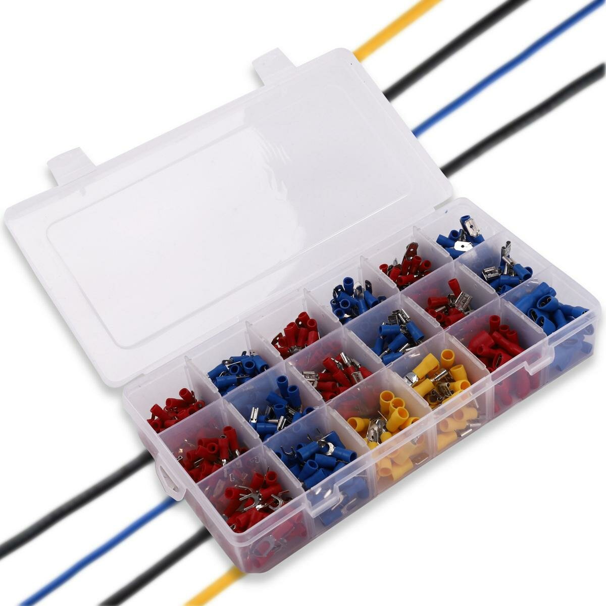 600 шт./лот ассортимент полностью изолированных женских и мужских клеммных соединителей набор обжимных колец