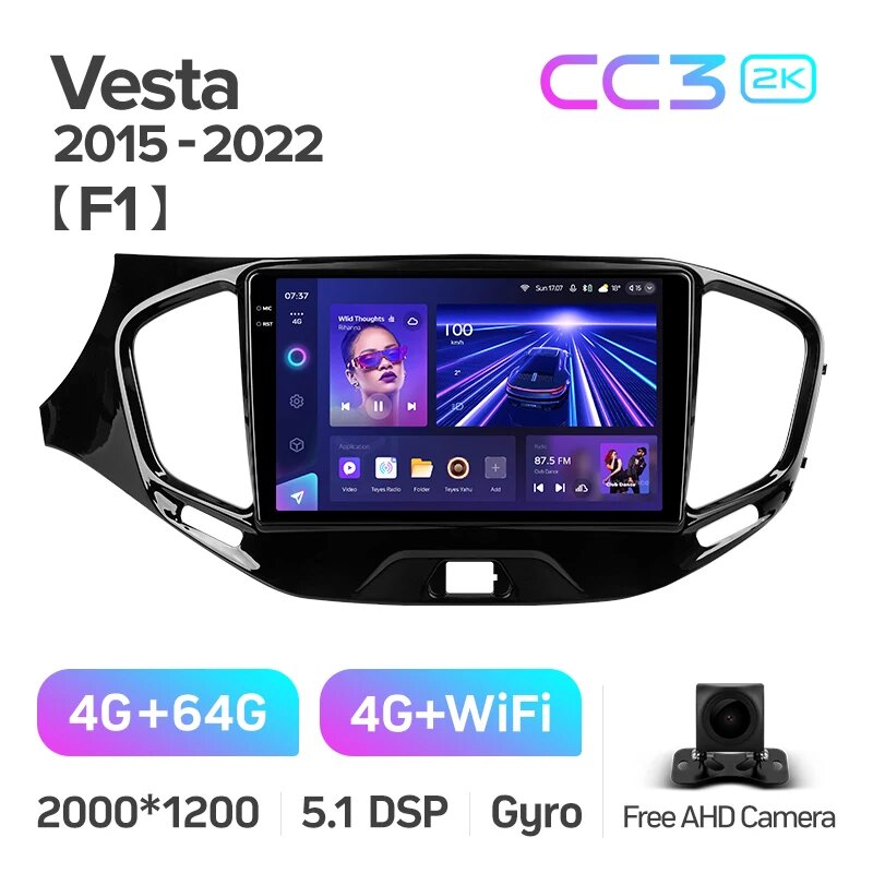 TEYES Тиайс CC3 2K Штатная магнитола For Лада ВАЗ Веста Кросс Спорт For LADA Vesta Vesta 2K 64G-F1