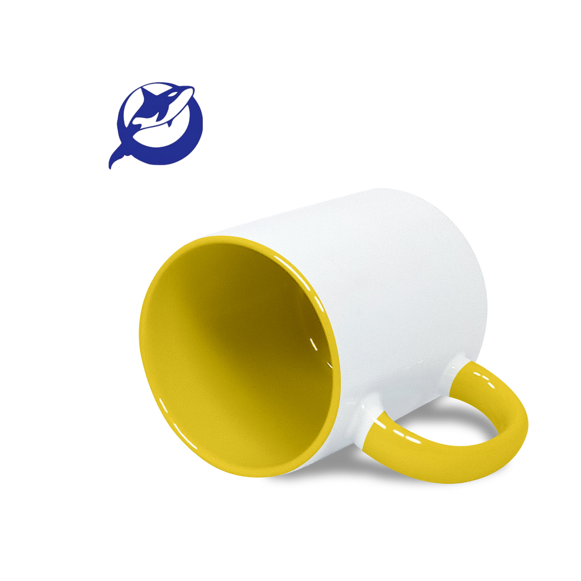 Кружка белая, цветная внутри и ручка, 330мл (премиум) Желтая